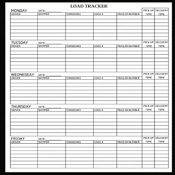 Trucking Load Tracker Book: Personal and Professional Trucking Journal ...