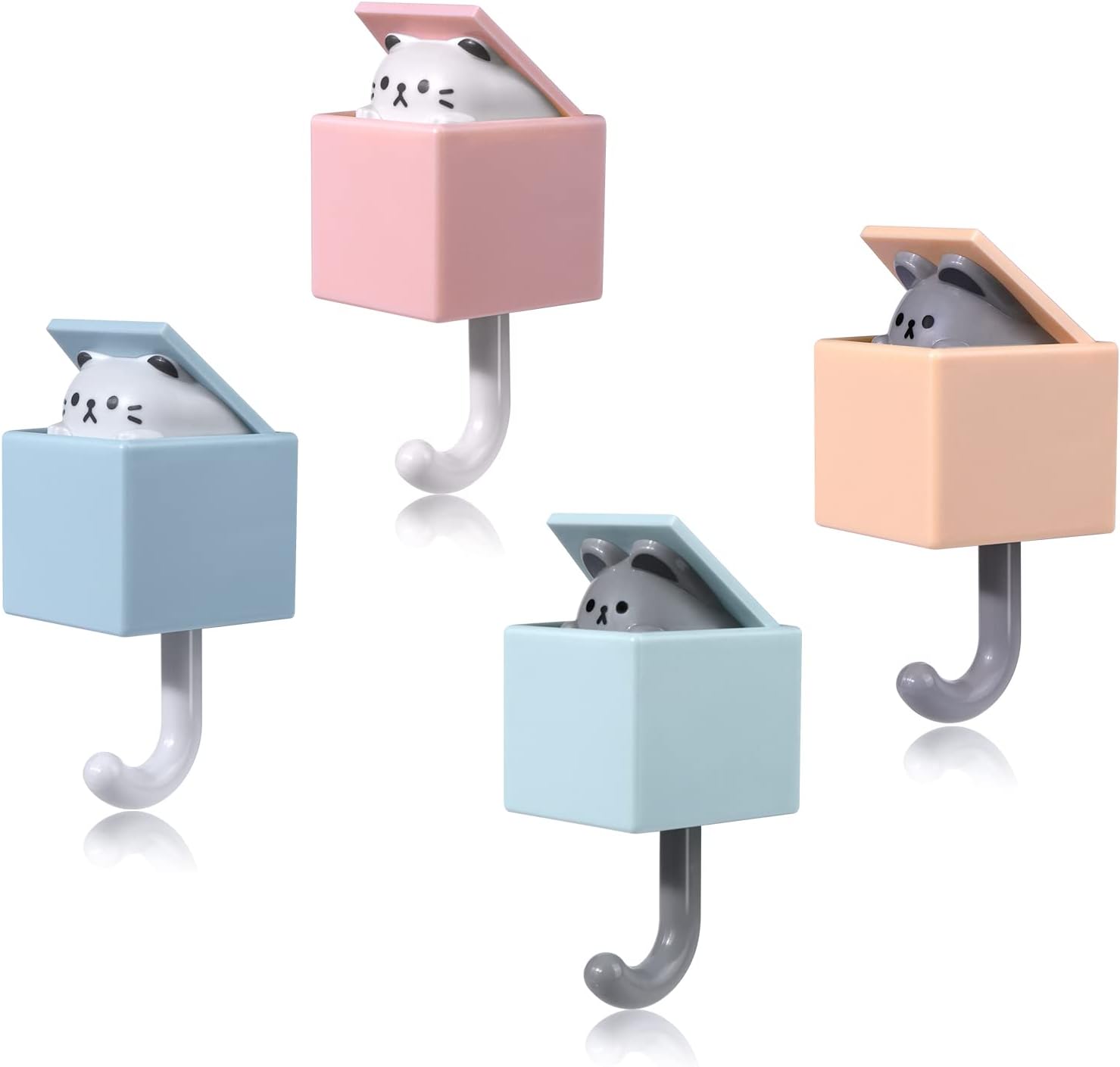Amazon.com: Juome Cute Cat Key Hook, 4Pcs Adhesive Coat Hooks Key ...