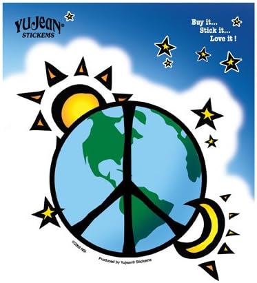 Amazon.com - Peace Sign - Earth Sun Moon and Stars - Sticker / Decal ...