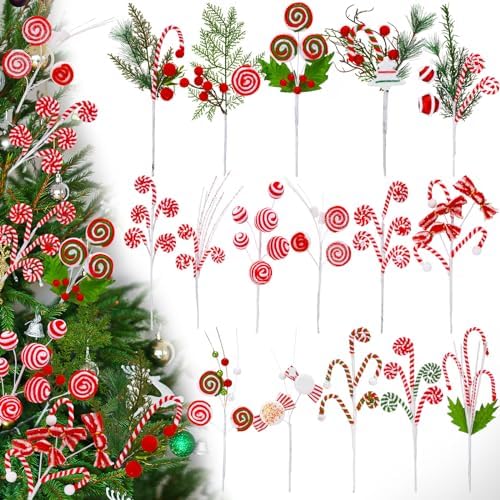 Amazon.com: Wettarn 16 Pcs Christmas Candy and Lollipop Pick 13.78 Inch ...