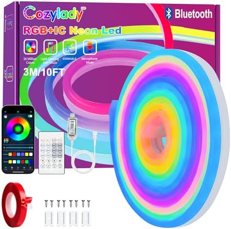 Cozylady USB RGB-IC Neon Rope Lights 3m,Waterproof 10ft LED Neon Lights ...