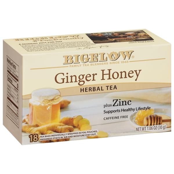 Amazon.com : Bigelow Herbal Tea Ginger Honey plus Zinc, 18 Count ...