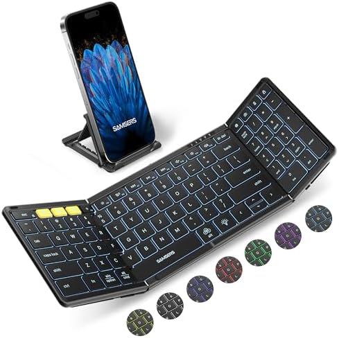 Amazon.com: seenda Folding Keyboard with Number Pad, Portable Foldable ...
