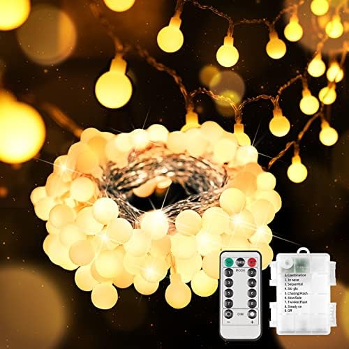 suddus Globe String Lights Battery Operated, 100 Led Battery Powered ...