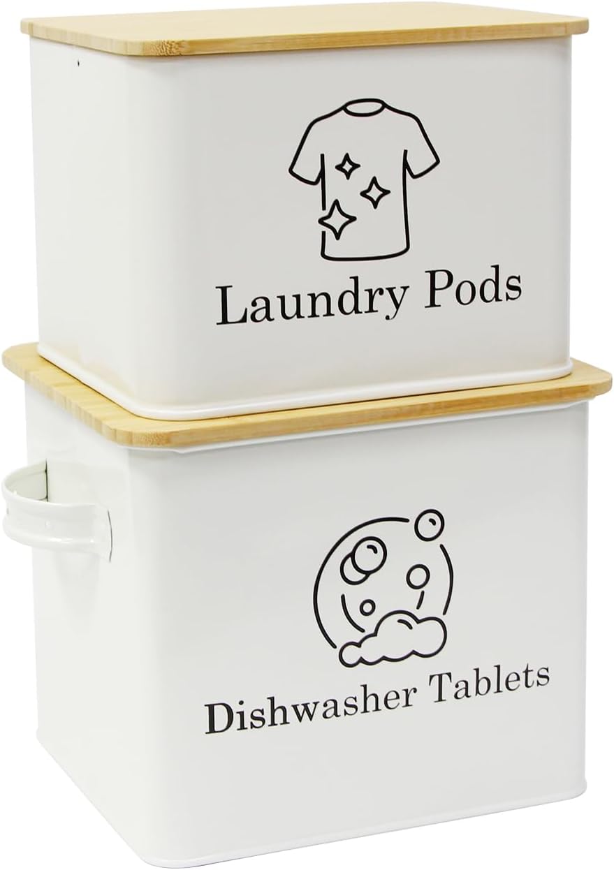 Amazon.com: Gdfjiy Metal Laundry Powder Container, Dishwasher Pod ...
