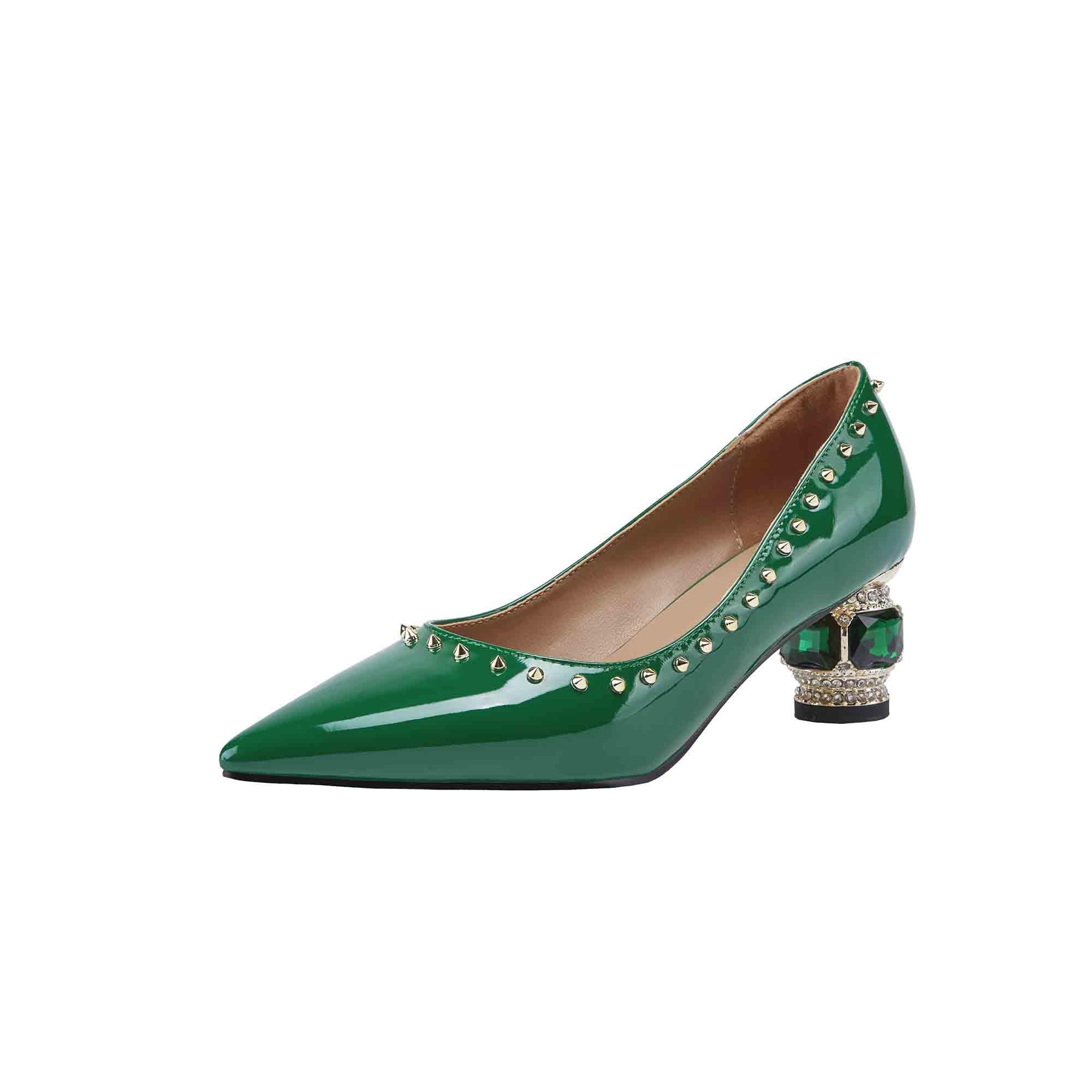 Snapklik.com : Mingkaigo Womens Green Chunky Heel Pumps Block Heels ...