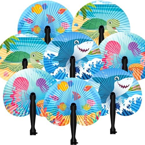 Amazon.com: Taiyin 48 Pack Ocean Paper Hand Fans Decorative Folding ...