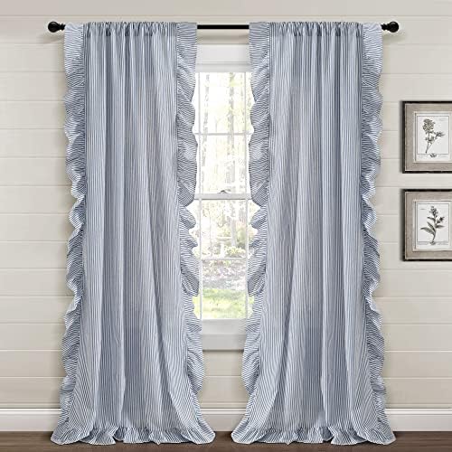 Amazon.com: Lush Decor Farmhouse Reyna Ruffle Window Curtain Panel Pair ...