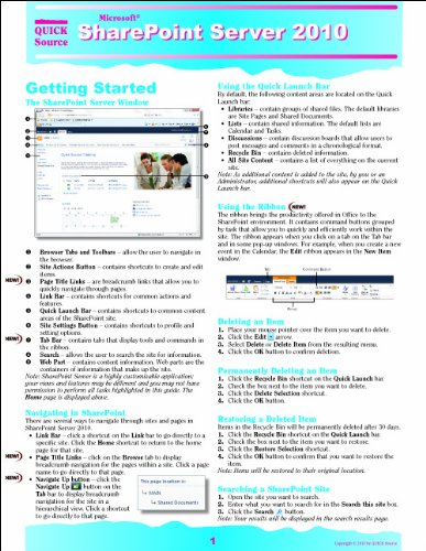 SharePoint Server 2010 Quick Source Reference Guide: Quick Source ...