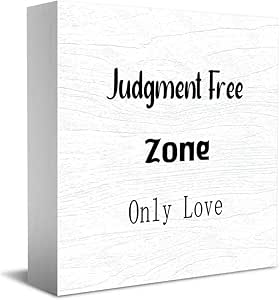 Amazon.com: Judgment Free Zone Wood Box Sign,Desk Decor For Home Office ...