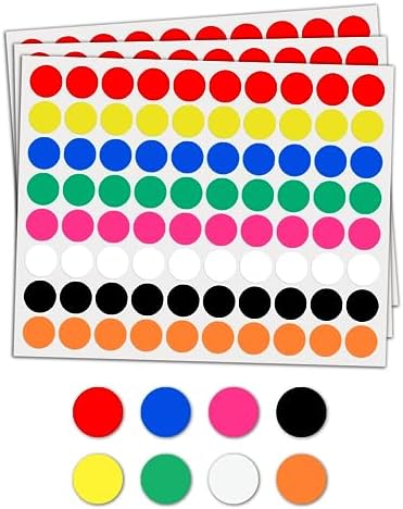 1200 Pieces - Coloured Dot Stickers, Round Circle Stickers Labels - 8 ...