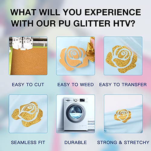 Snapklik.com : HTVRONT Gold Glitter HTV Heat Transfer Vinyl Rolls - 10 ...