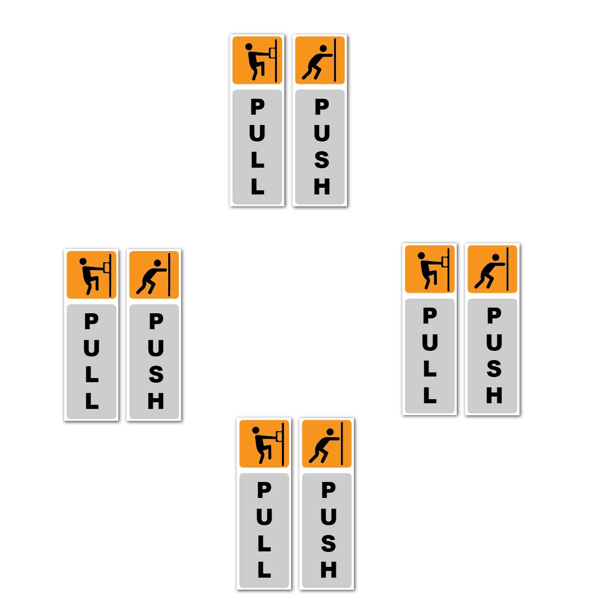 Set Of 4 Push Pull Self Adhesive Sign Stickers for glass door ...