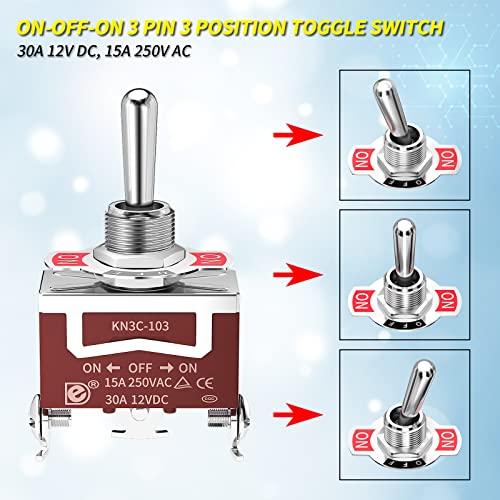 Snapklik.com : Joinfworld Waterproof Toggle Switch 12V Marine ON Off ON ...
