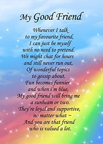 Good Friend Poem Verse Card : Amazon.co.uk: Stationery & Office Supplies
