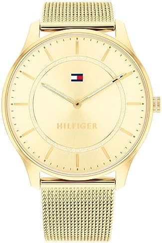 Tommy Hilfiger Analog Quarzuhr für Damen mit Gelbgoldfarbenes Edelstahl ...
