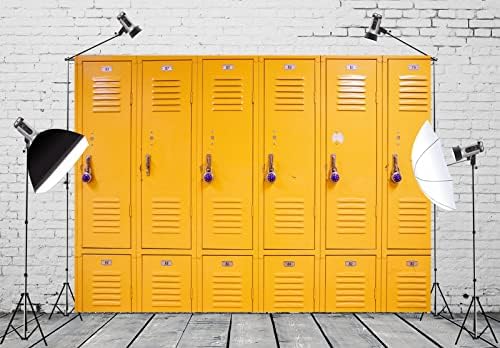 Amazon.com: BELECO 9x6ft Fabric Yellow Lockers Backdrop School Gym ...