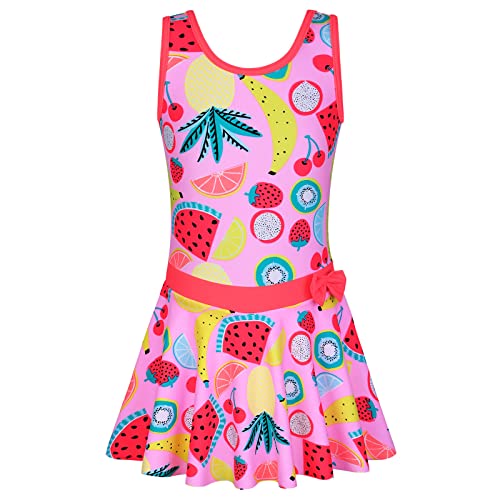Snapklik.com : Girls Swimsuit One Piece UPF 50+ Floral Skirted Bathing ...