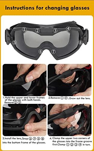 AVLUZ 2 Lenses Tactical Goggles, Military Paintball Shooting Anti-Fog ...