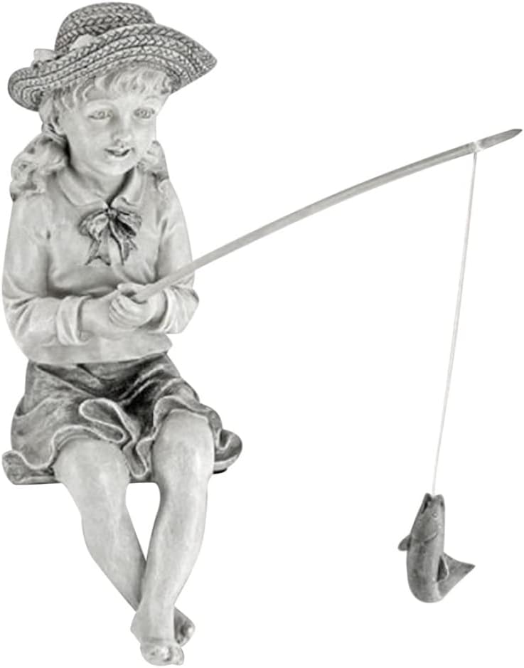 Amazon.com: BRALF Garden Fisherman Statue Resin Fishing Girl Sculpture ...