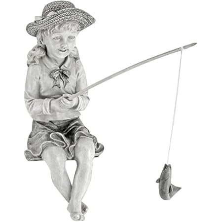 Amazon.com: BRALF Garden Fisherman Statue Resin Fishing Girl Sculpture ...