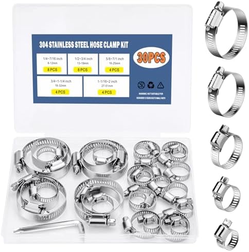 Amazon.com: 30PCS Stainless Steel Hose Clamps Assortment Kit, 1/4'' to ...