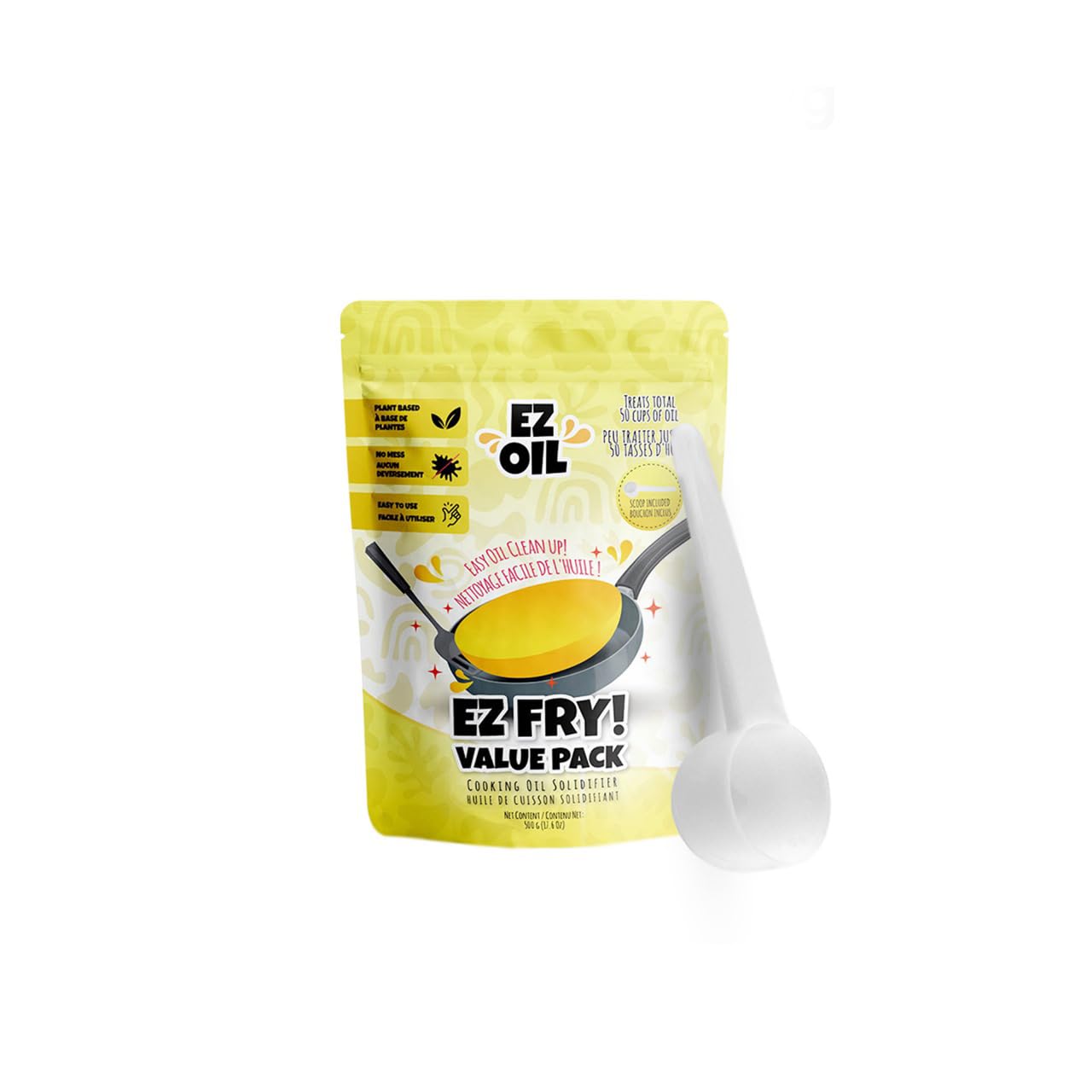 EZ Fry Oil Solidifier Powder Value Pack (500g), Hardens 50 Cups of Oil ...