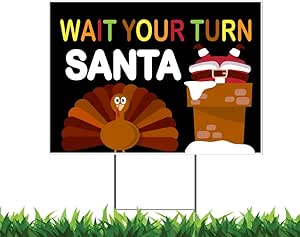 Amazon.com : Wait Your Turn Santa (E) 24x36" Horizontal Yard Sign ...