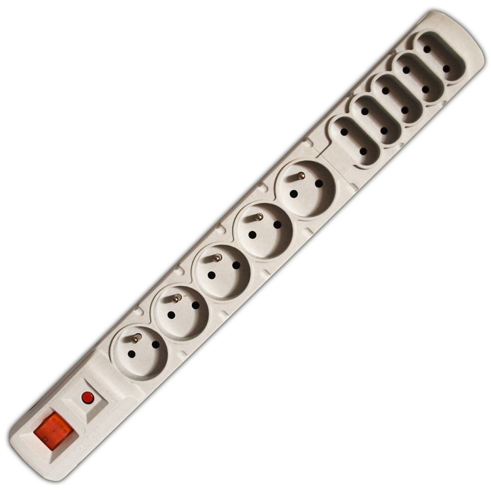 Multiprise Parasurtenseur 8 Prises Avec Interrupteur Noir