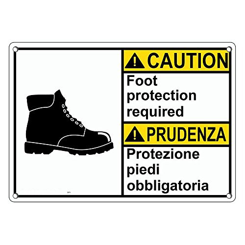 Amazon.com: Weatherproof Plastic ANSI Caution Foot Protection Required ...
