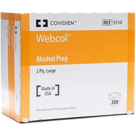 Amazon.com : Covidien 6818 Webcol Alcohol Prep, Sterile, Medium, 2-Ply ...