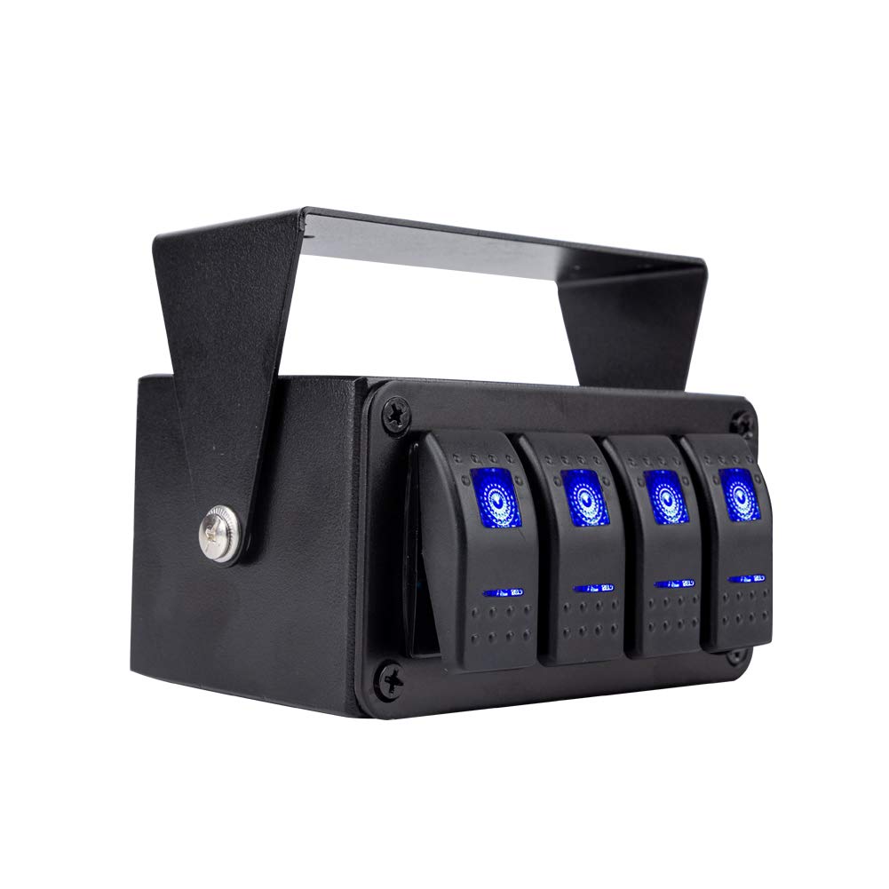 Buy Switchtec 4 Gang Rocker Toggle Switch, 5 Pin 12V, 20 Amps Aluminum ...