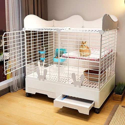Indoor Bunny Cage Rabbit Hutch with Heightened Baffle and Skylight ...
