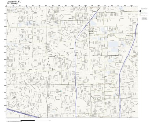 Amazon.com : ZIP Code Wall Map of Lauderhill, FL ZIP Code Map Not ...