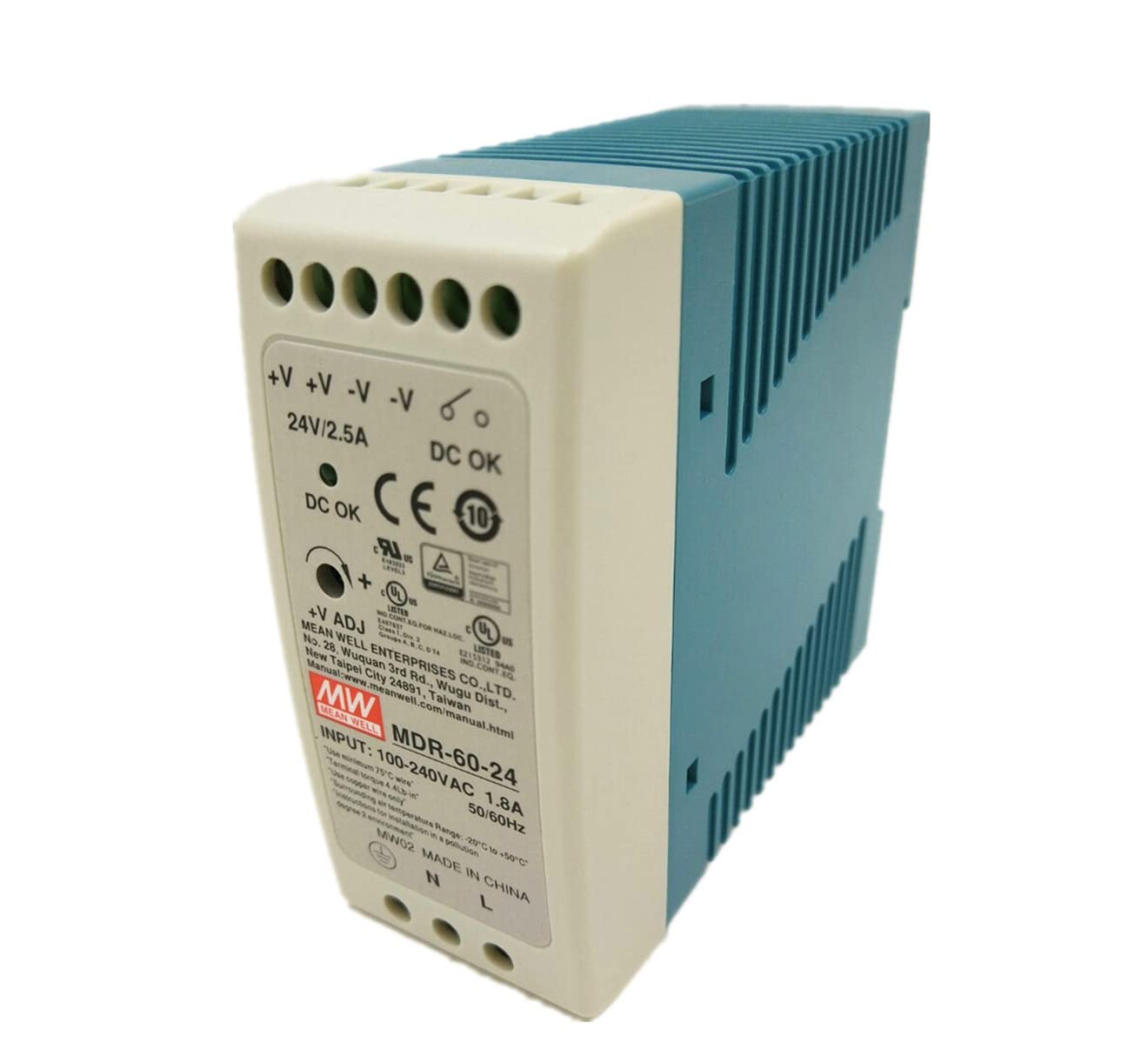 Amazon.com: MEAN WELL MDR-10-24 10W 0.42A 24V Industrial DIN Rail Power Supply MDR-10 with DC OK ...