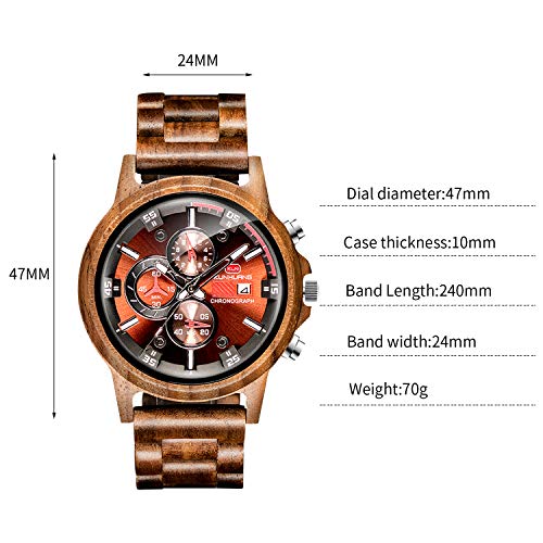 rorios Herren Holzarmbanduhr mit Kalender