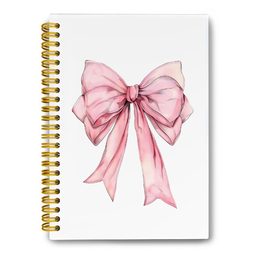 Amazon.com : LiTiu Pink Coquette Preppy Notebook, Bow Aesthetic Spiral ...