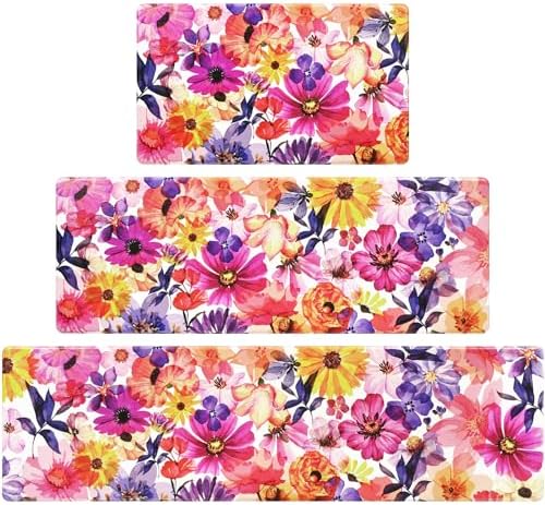 Amazon.com: ASPMIZ Spring Floral Kitchen Mats for Floor, Flower Kitchen ...