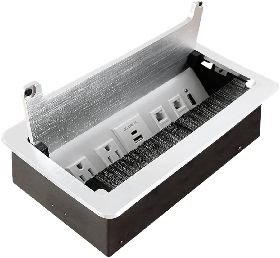 Amazon.com: Conference Table Power Brush Connectivity Box with 4 AC ...