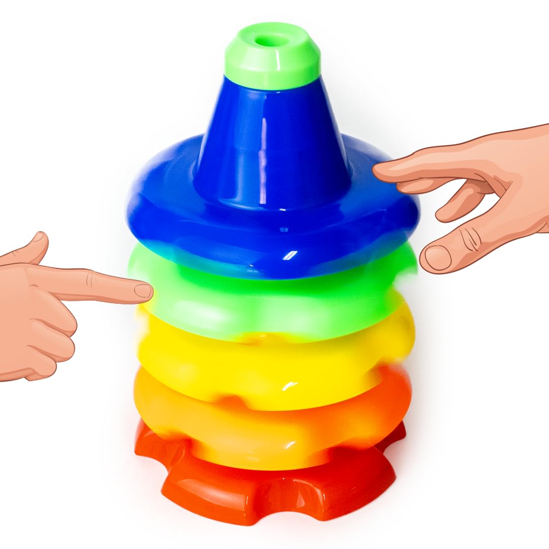 Buy Ratna's Stack-N-Spin 5 Colourful Stackers Spinners Activity Toy for ...