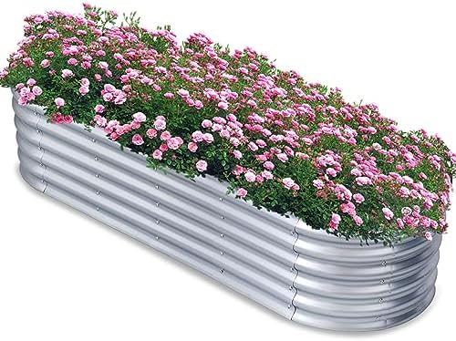 Land Guard 6×3×2ft Galvanized Raised Garden Bed Kit, Galvanized Planter ...