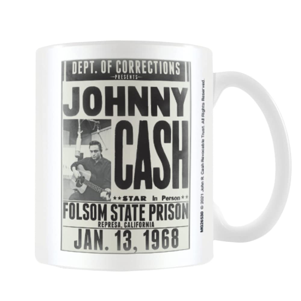 Amazon.com | Johnny Cash (Folsom State Prison) 11oz/315ml White Mug ...