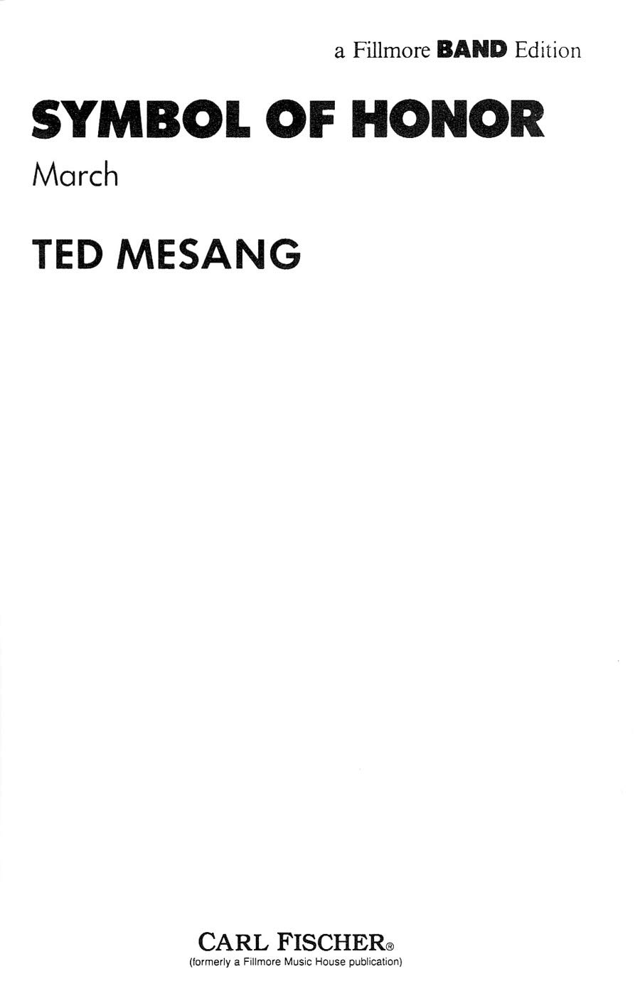Mesang: Symbol of Honor (March): TED MESANG: 9780825804243: Amazon.com ...