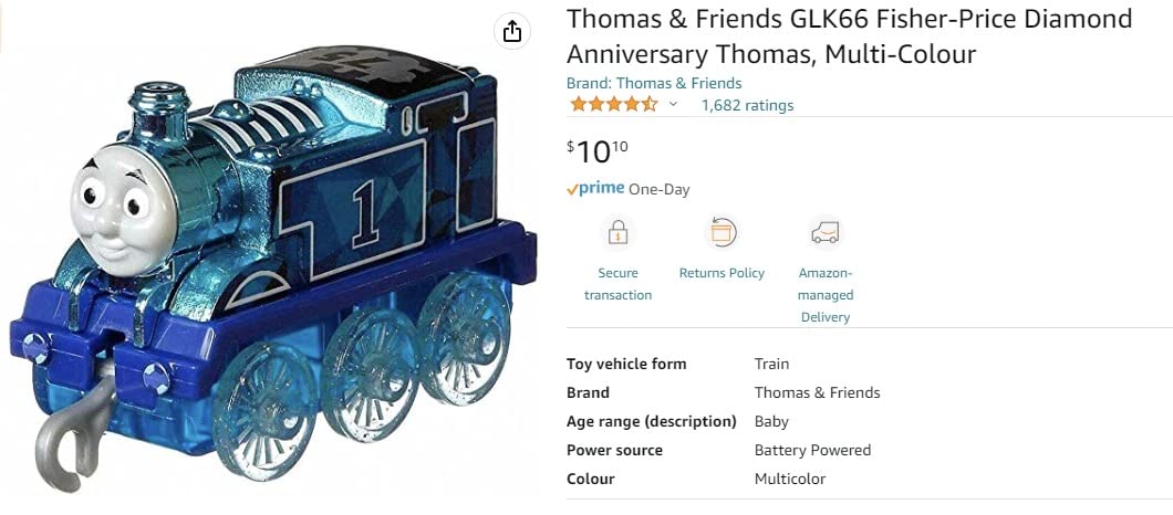 Thomas & Friends GLK66 Fisher-Price Diamond Anniversary Thomas, Multi ...