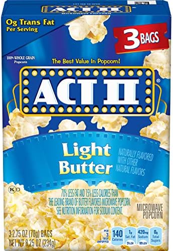 Amazon.com: ACT II Light Butter Microwave Popcorn Bags, 3-Count (Pack ...