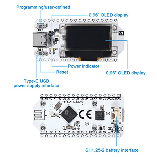 Snapklik.com : 2PCS ESP32 OLED WiFi Kit V3 Type-C ESP-32 0.96 Inch Blue ... Snapklik.com : 2PCS ESP32 OLED WiFi Kit V3 Type-C ESP-32 0.96 Inch Blue ...