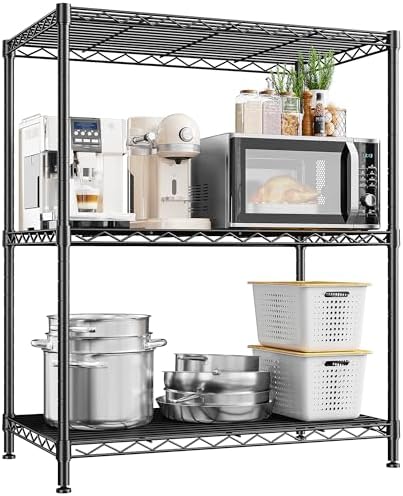 Amazon.com: 3 Tier Storage Shelves Metal Shelving Unit,Adjustable Wire ...