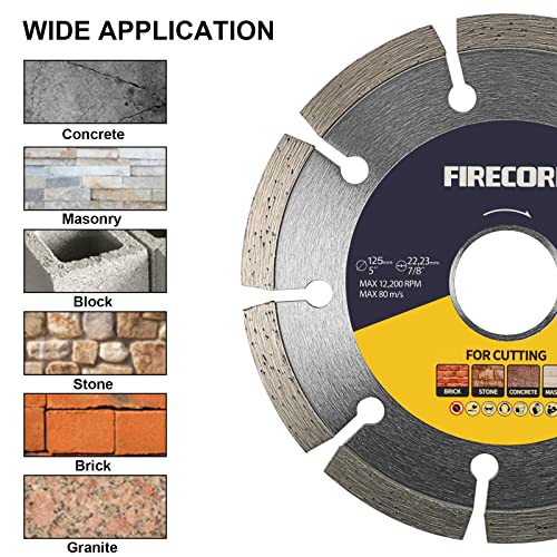 Firecore diamond cutting blade, 125 mm, wet and dry cutting, for ...