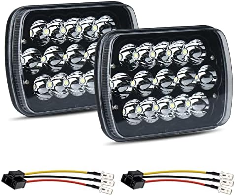 Amazon.com: Black Pair 5X7 7X6 Inch Led Headlights Sealed Beam Hi/Lo ...