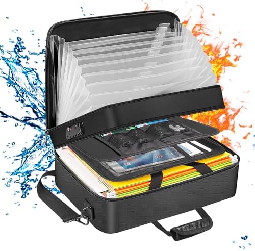 Fireproof Document Box,File Organiser File Folder with 13 Pockets and ...